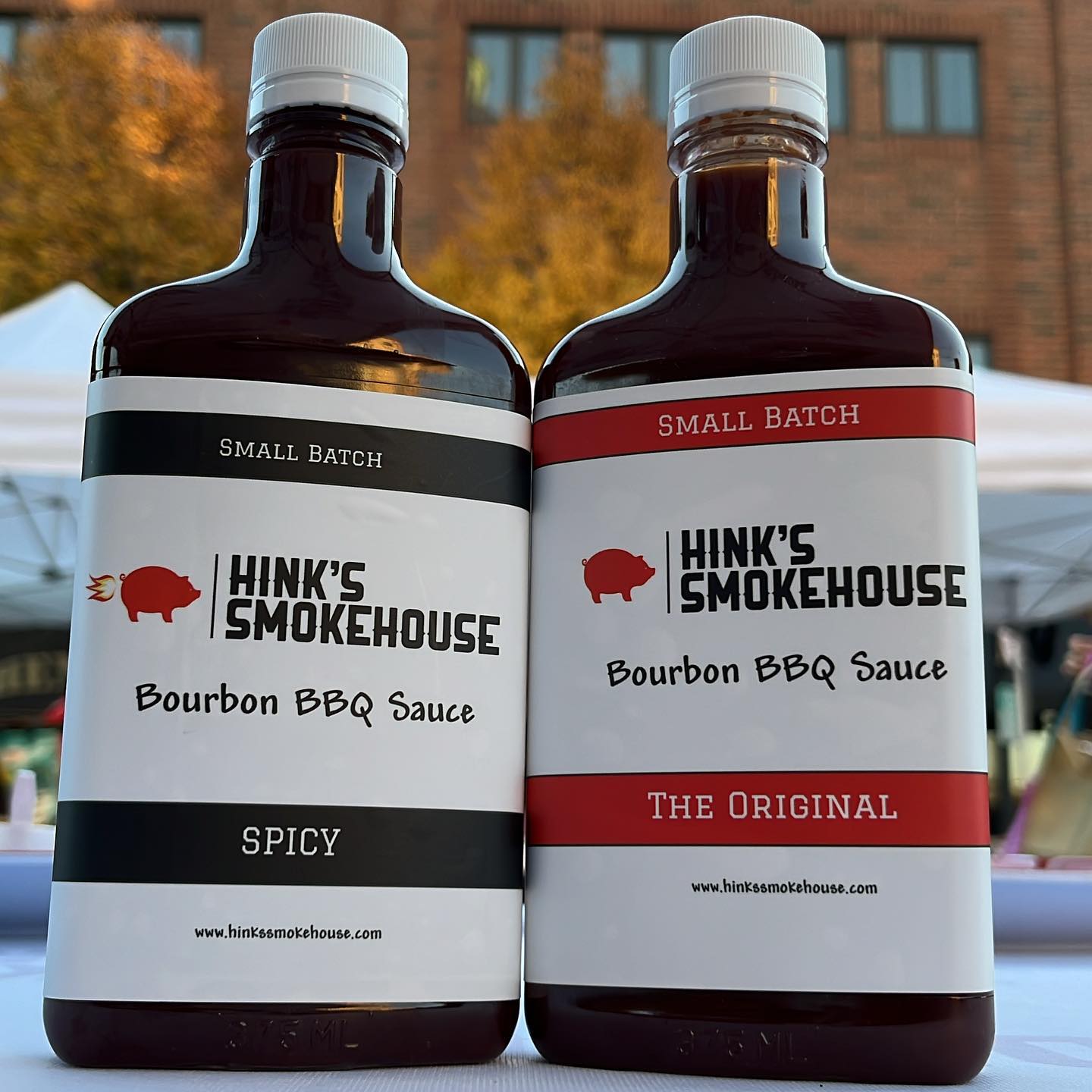 1 Original and 1 Spicy Hink's Smokehouse Bourbon BBQ Sauce